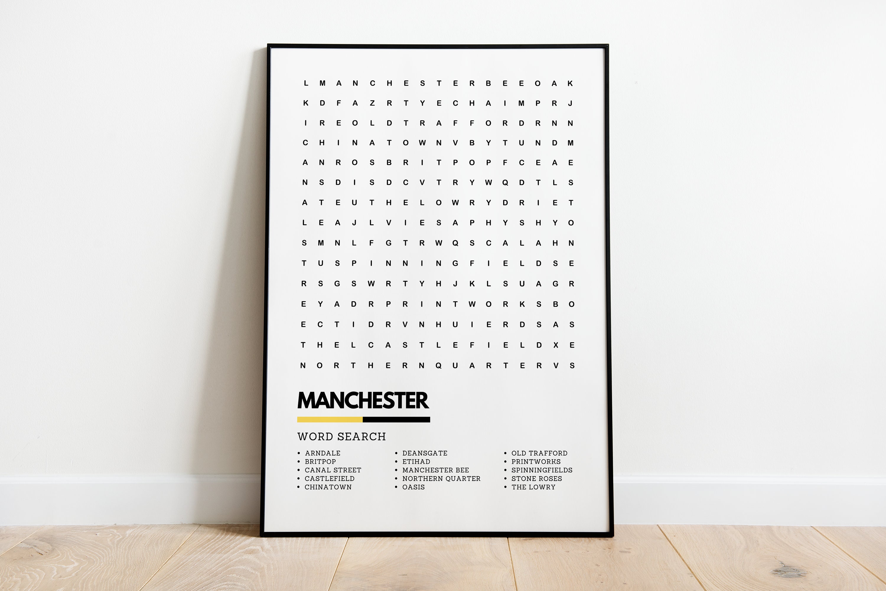 Manchester Art Print Wordsearch Poster A4 A3 | Old Trafford Etihad ...