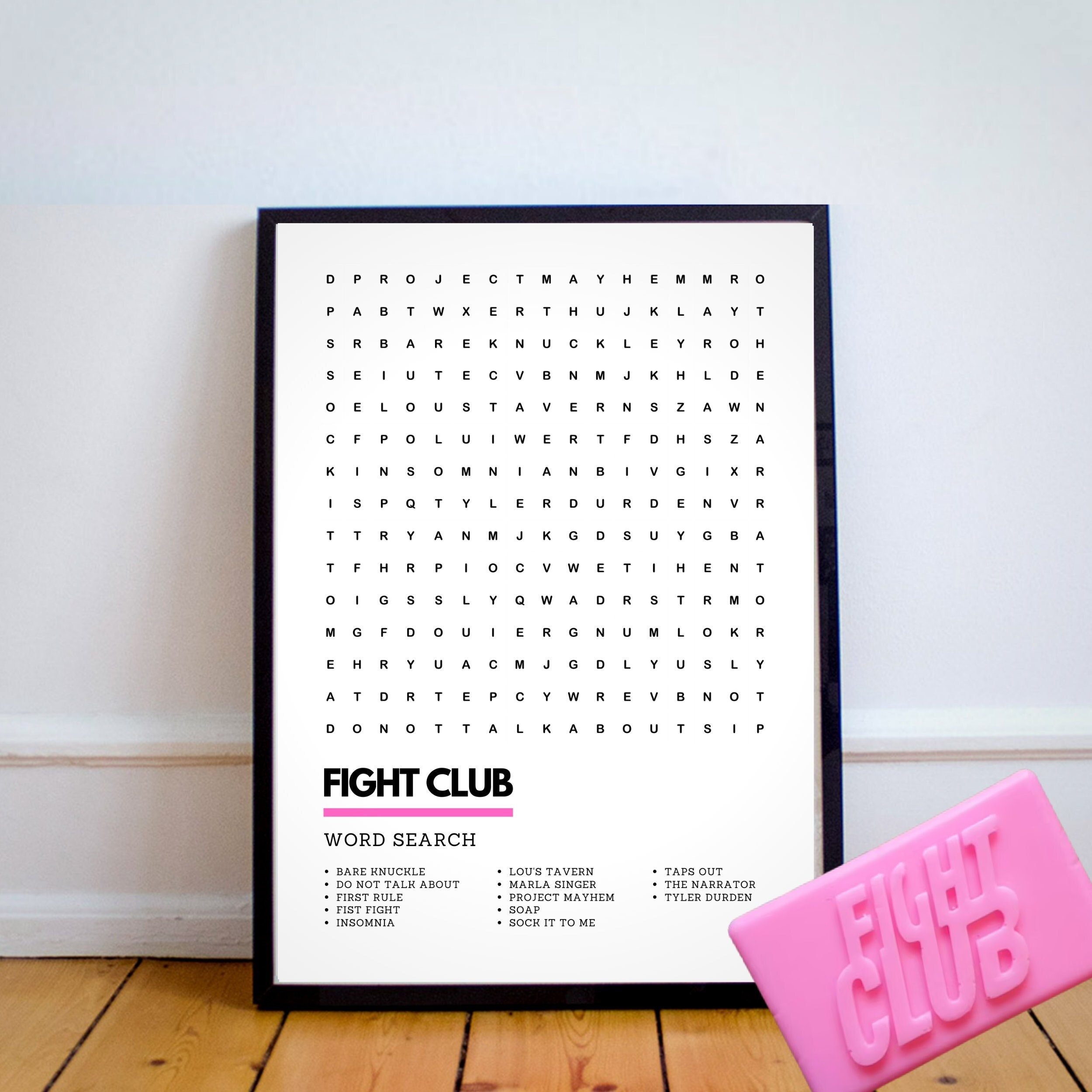 Fight Club Poster Classic Movie Wordsearch Art Print A4 A3 | First Rule ...