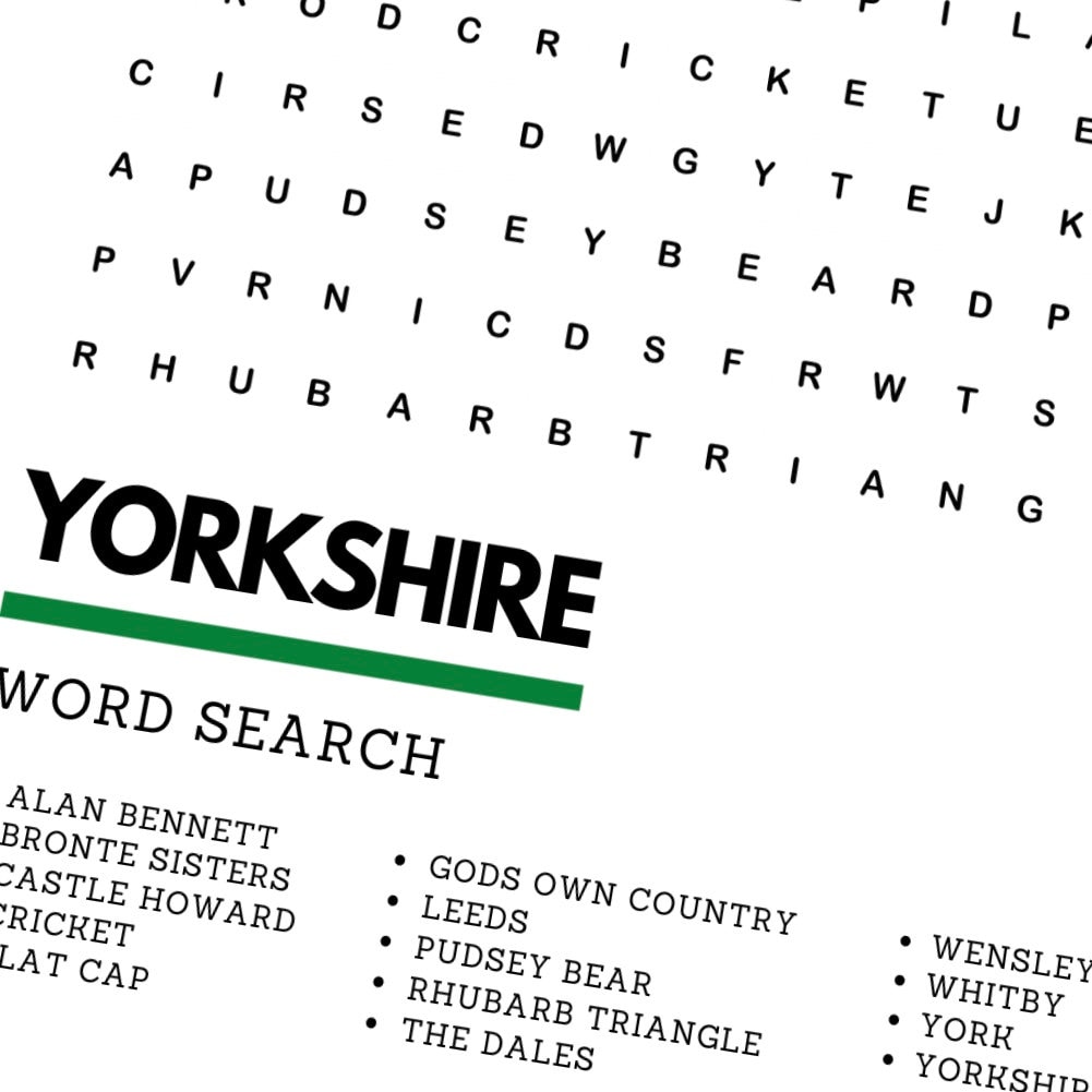 Yorkshire Art Print Wordsearch Poster A4 A3 | Yorkshire Gift Yorkshire ...