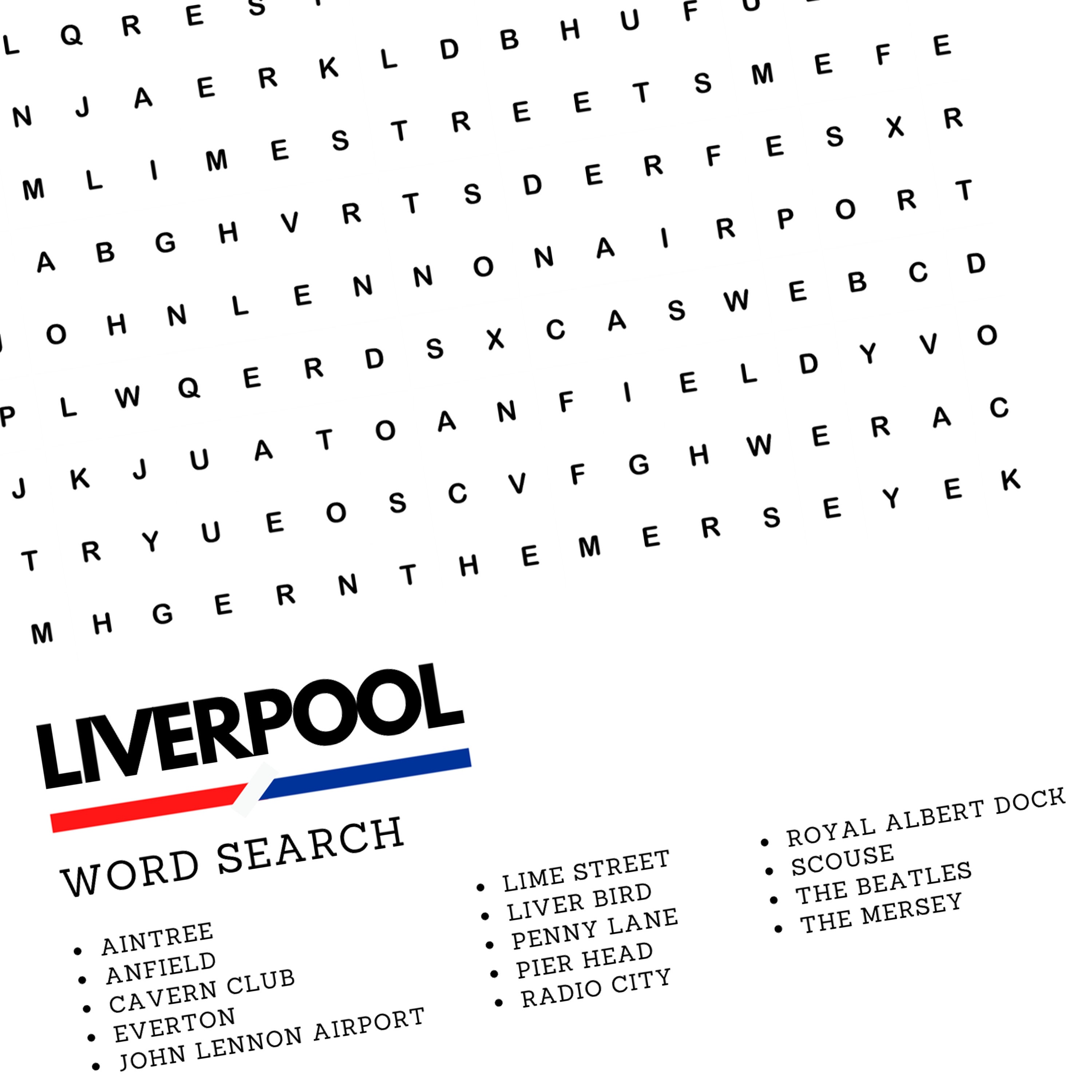 Liverpool Poster Wordsearch Art Print A4 A3 Anfield Everton Football ...