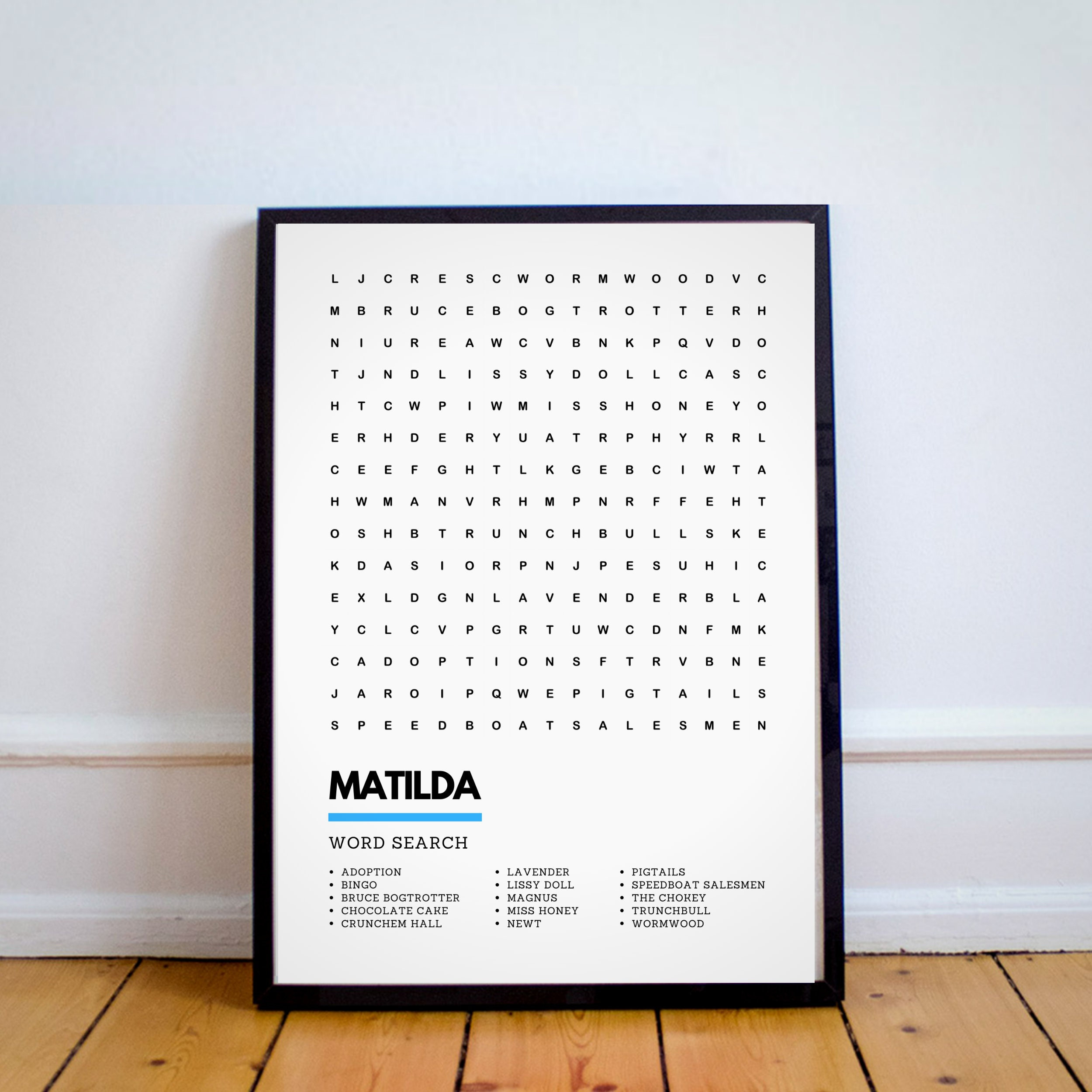 Matilda Roald Dahl Classic Movie Book Musical Wordsearch Art Print ...