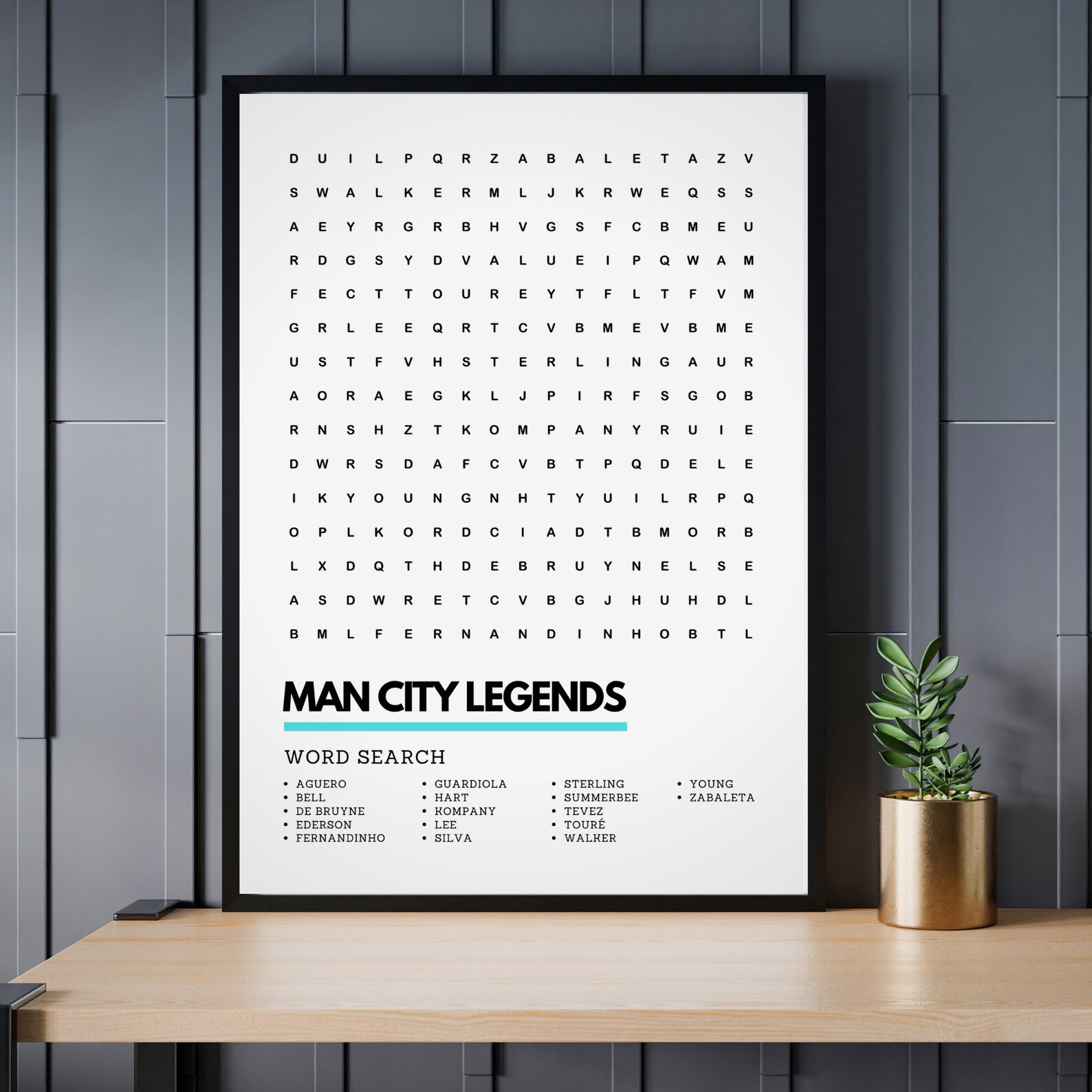 Manchester City Legends Wordsearch Poster Print Team A4 A3 - Etsy