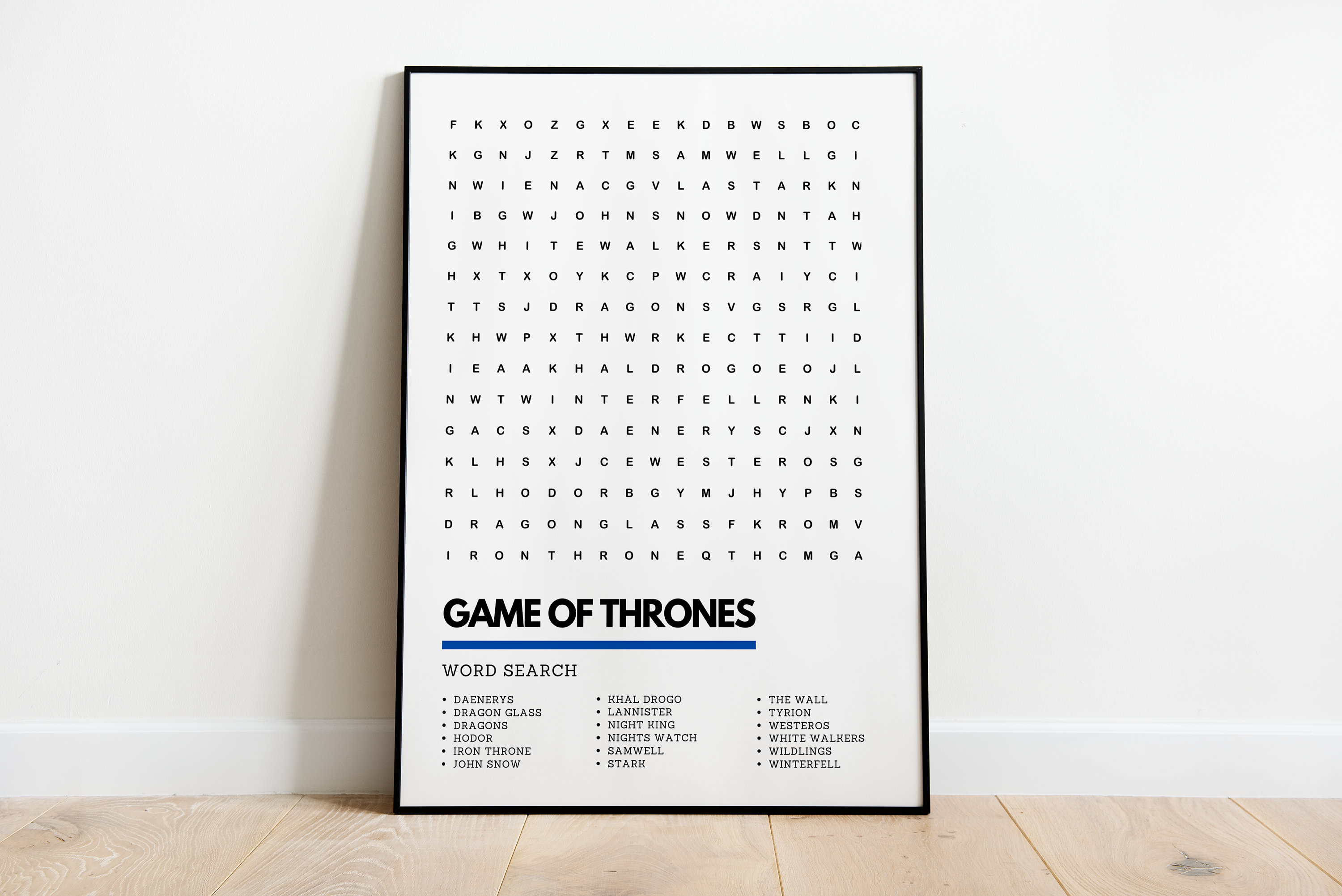 Game of Thrones Wall Art Wordsearch Art Print Poster A4 A3 - Etsy