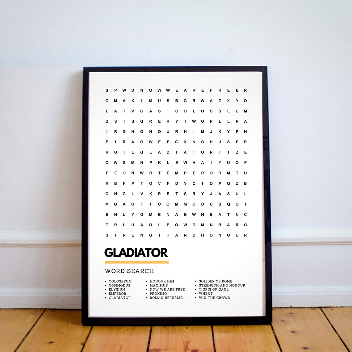 Gladiator Poster Classic Movie Film Wordsearch Art Print A4 A3 | Russel ...
