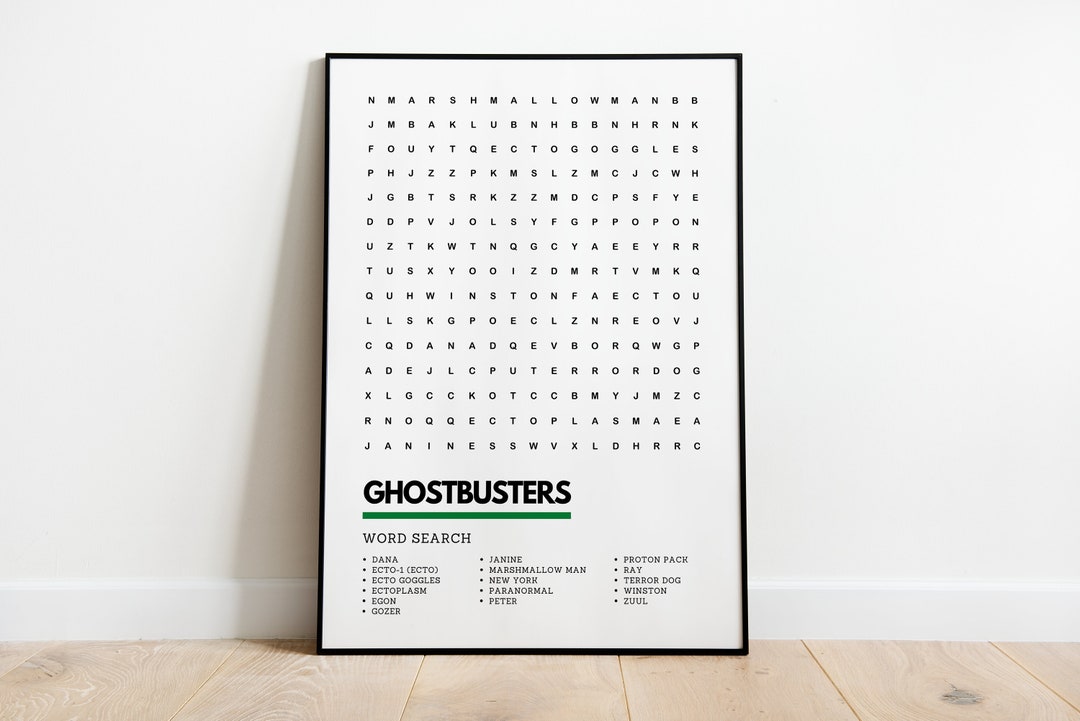 Ghostbusters Poster Classic Movie Film Wordsearch Art Print A4 A3 Ecto ...