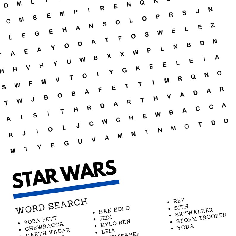 Star Wars Poster Classic Movie Art Wordsearch Print Gift A4 A3 Yoda ...