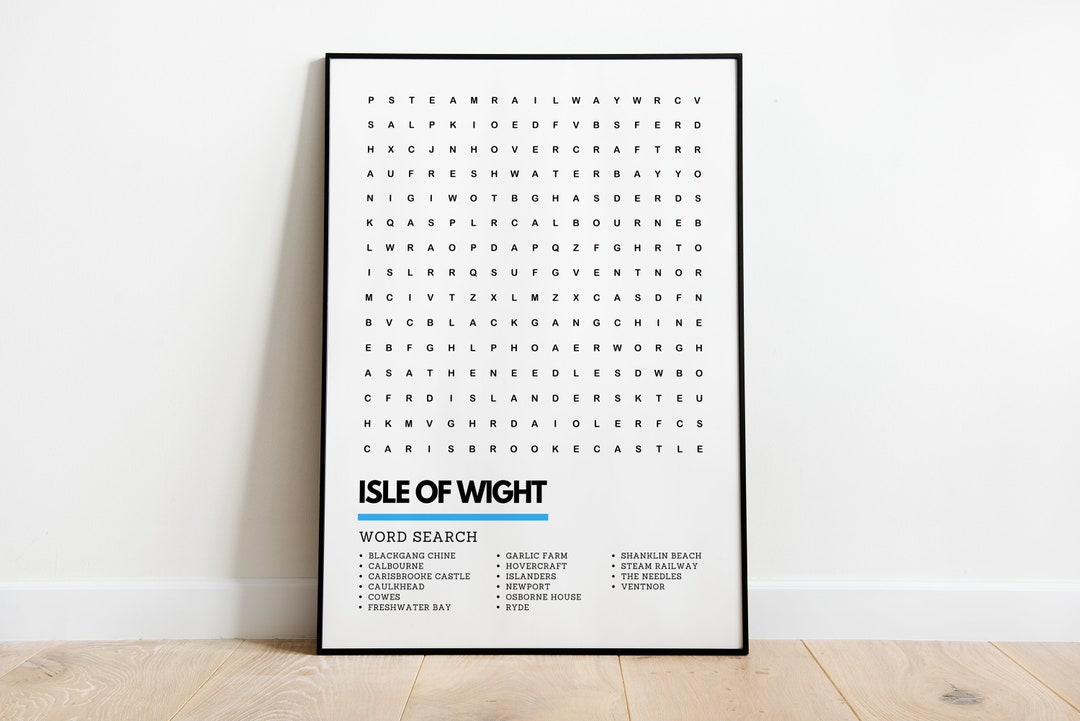 Isle of Wight Print Wordsearch Art Poster A4 A3 | the Needles Cowes ...