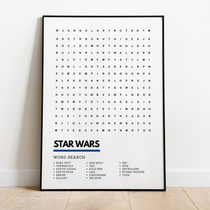 Star Wars Poster Classic Movie Art Wordsearch Print Gift A4 A3 Yoda ...