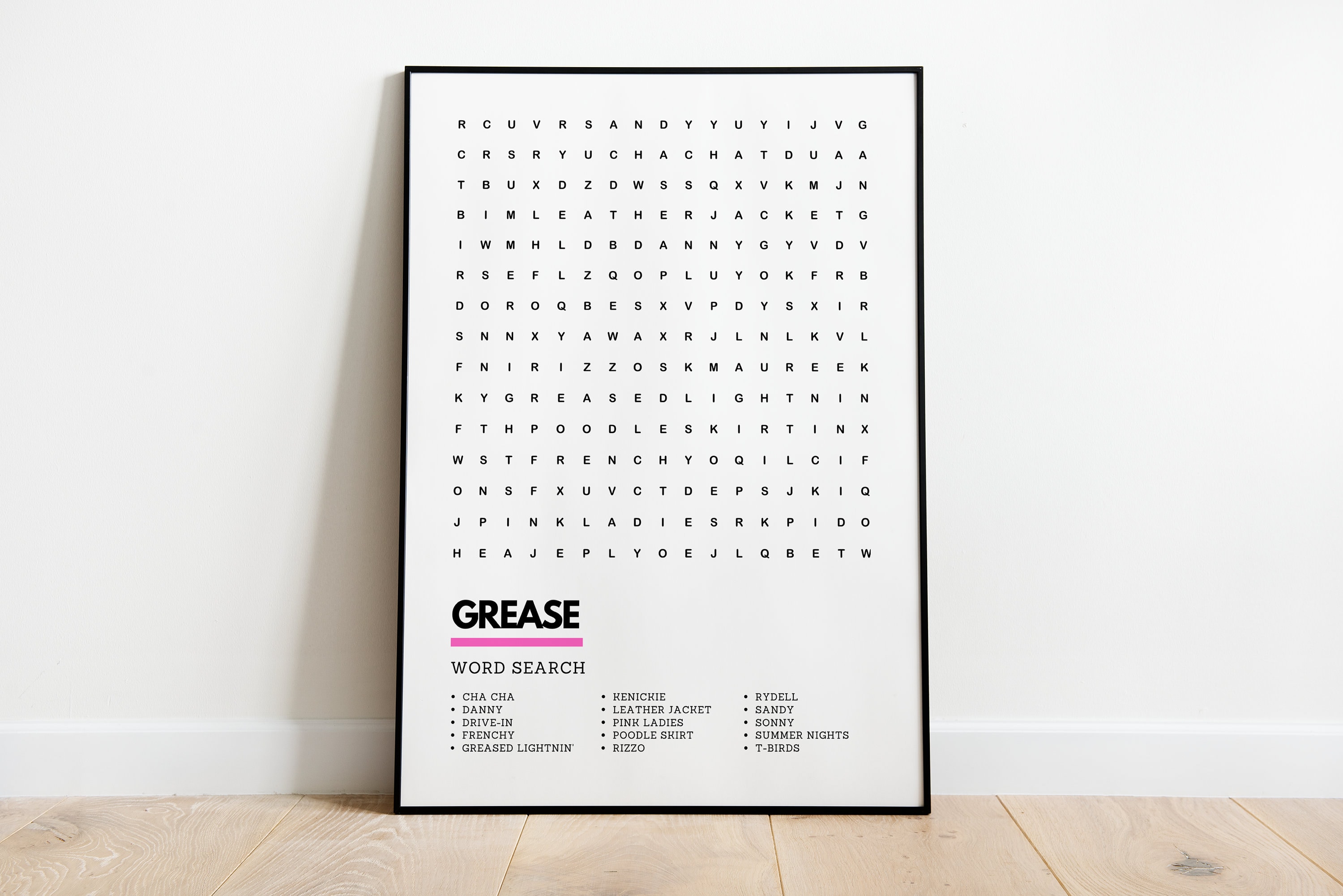Grease Poster Classic Movie Musical Film Wordsearch Art Print - Etsy UK