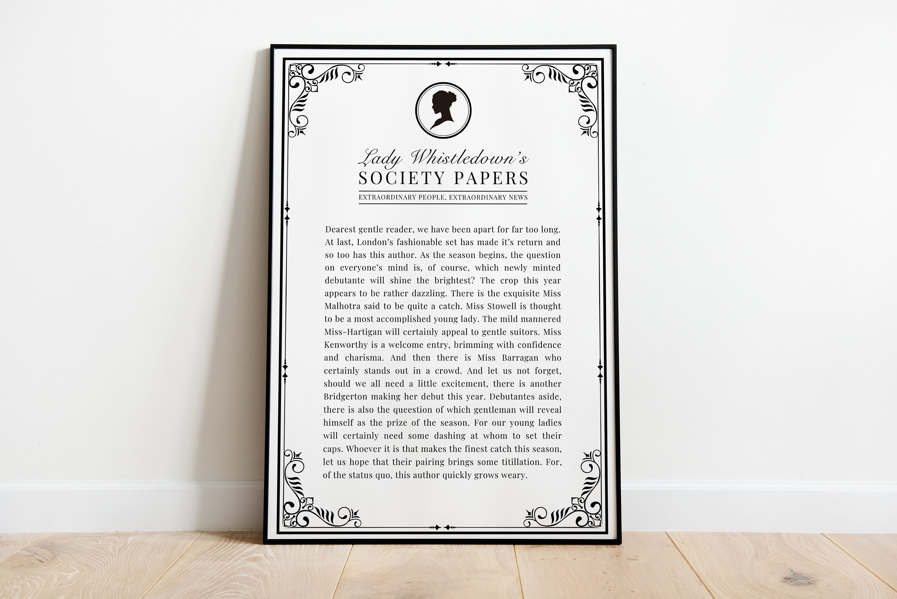 Custom Lady Whistledown Bridgerton Quality Art Print Letter ...