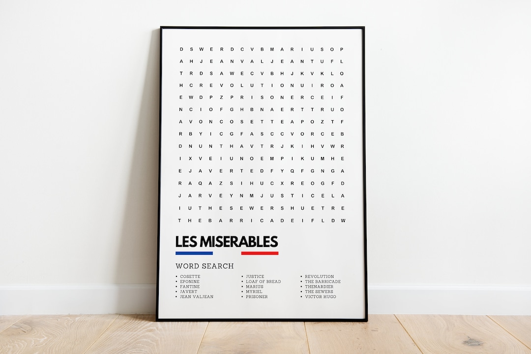 Les Miserables Poster Musical Wordsearch Art Print Poster A4 A3 | Jean ...