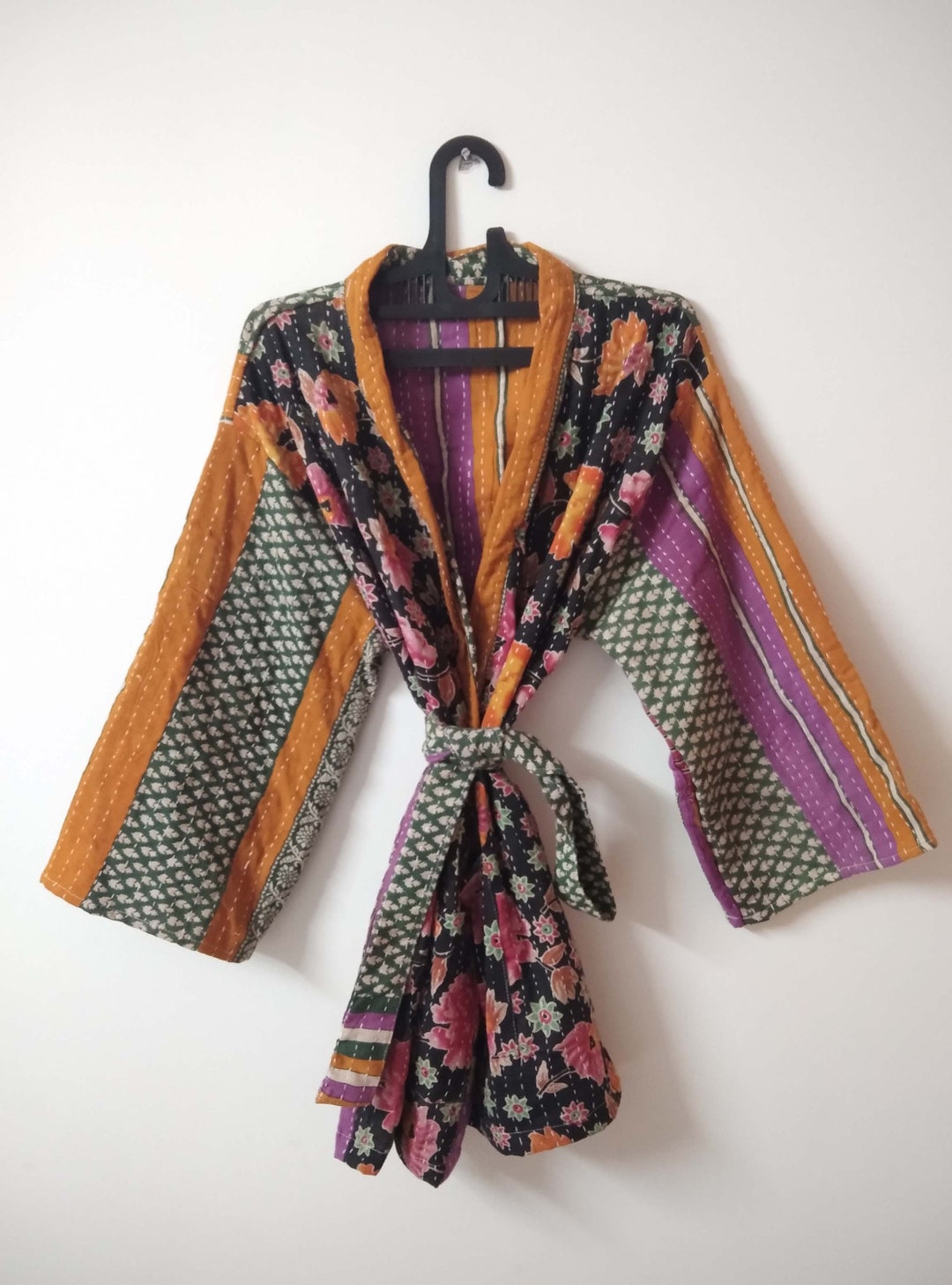 Patchwork Kantha Kimono, Floral Kantha Kimono, Cotton Kantha Kimono ...