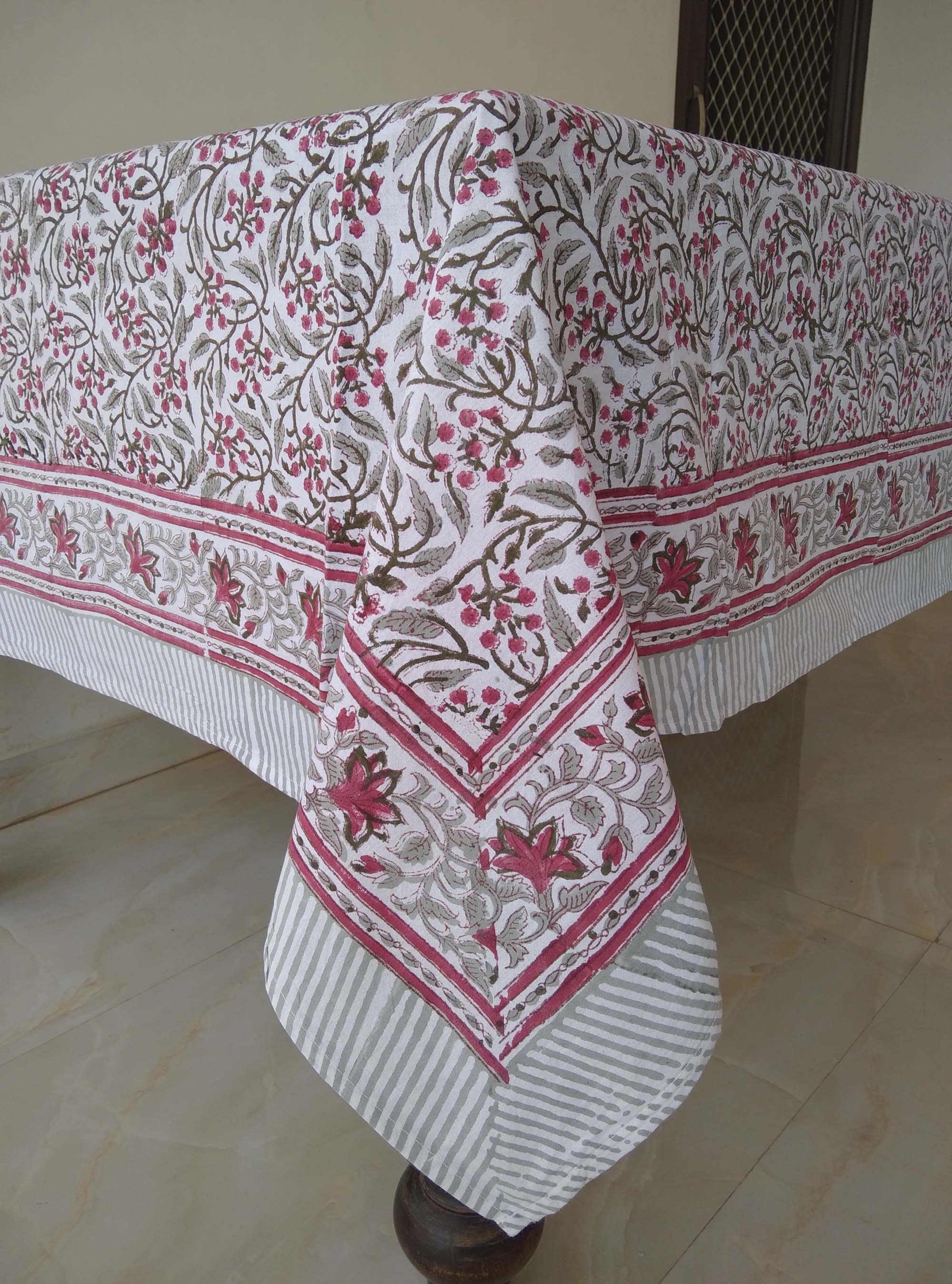 Red Cherry Design Table Cloth Block Print Tablecloth Indian | Etsy