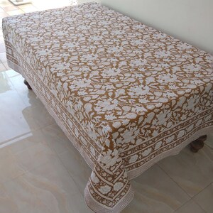 Block Print Tablecloth, Floral Cotton Table Cloth, Indian Table Linen ...