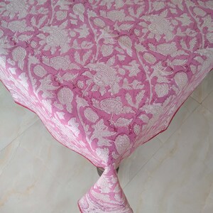 Pink Floral Design Tablecloth Block Print Table Cloth - Etsy