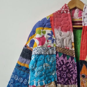 Indian Kantha Coat, Patchwork Kantha Jacket, Handmade Cotton Saree ...