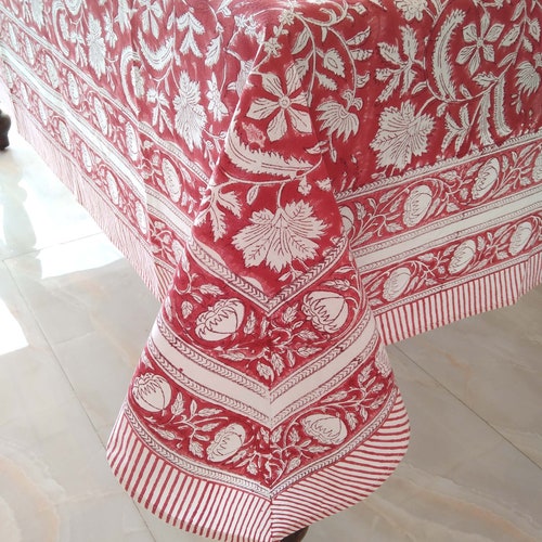 Indian Block Print Tablecloth Floral Cotton Table Cover - Etsy