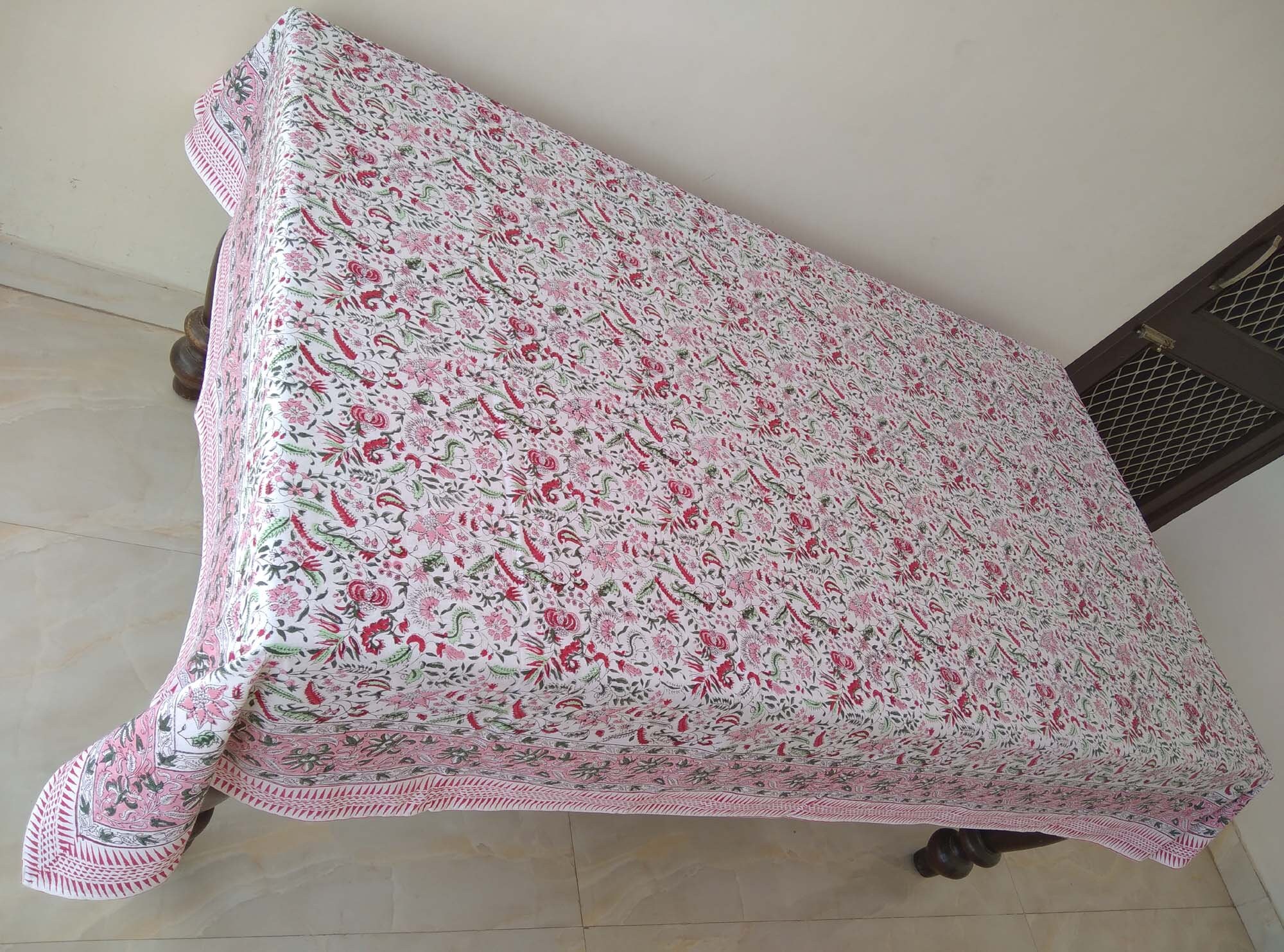 Floral Design Table Cloth Block Print Tablecloth Handmade - Etsy