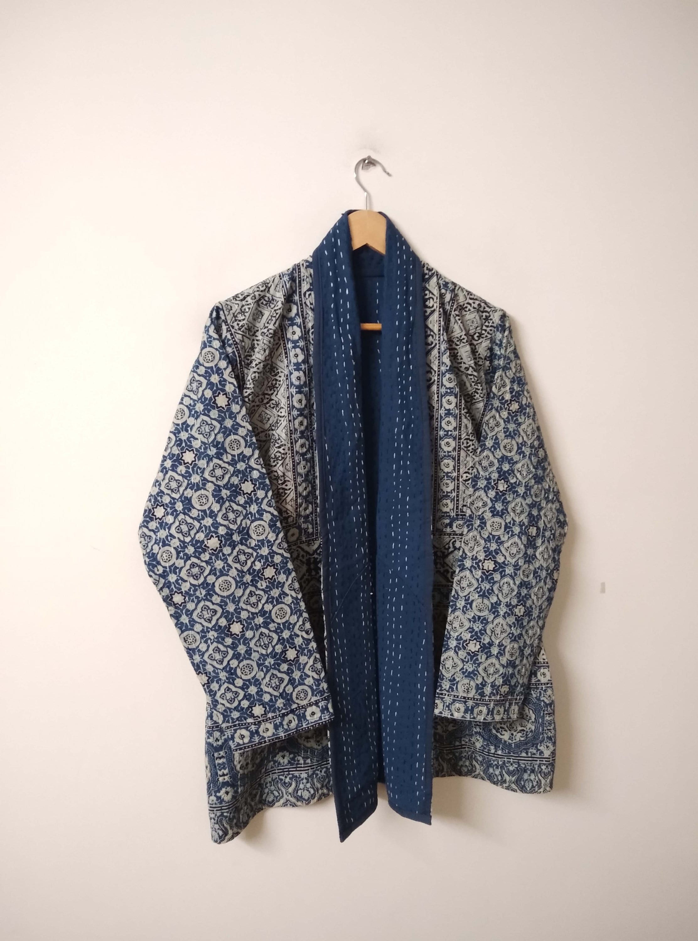 Indian Kantha Jacket Ajrakh Kantha Coat Handmade Kantha - Etsy