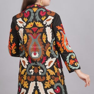 Floral Embroidery Jacket, Indian Handmade Cotton Quilted Coat, Long ...