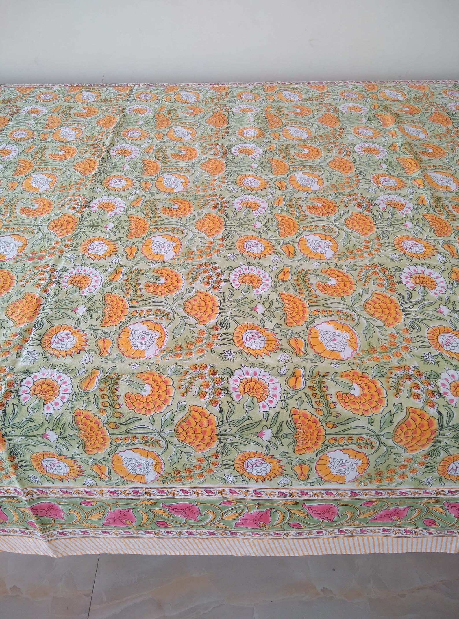 Indian Floral Block Print Tablecloth Cotton Table Cover - Etsy