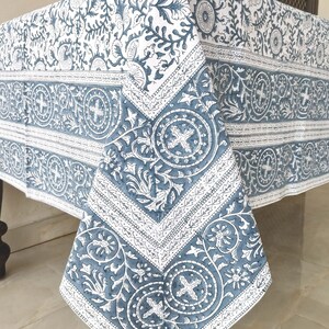 Indian Block Print Tablecloth, Floral Design Table Cover, Handmade ...
