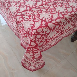 Pink Floral Design Tablecloth Block Print Table Cloth - Etsy