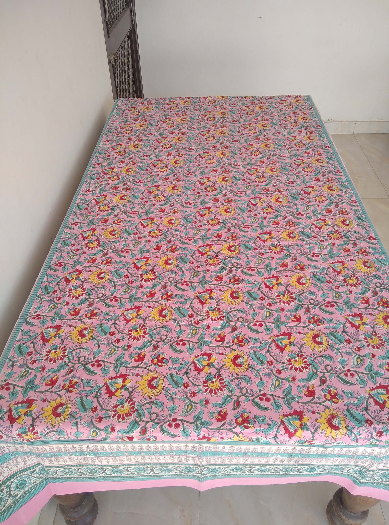 Indian Block Print Tablecloth Floral Cotton Table Cover - Etsy