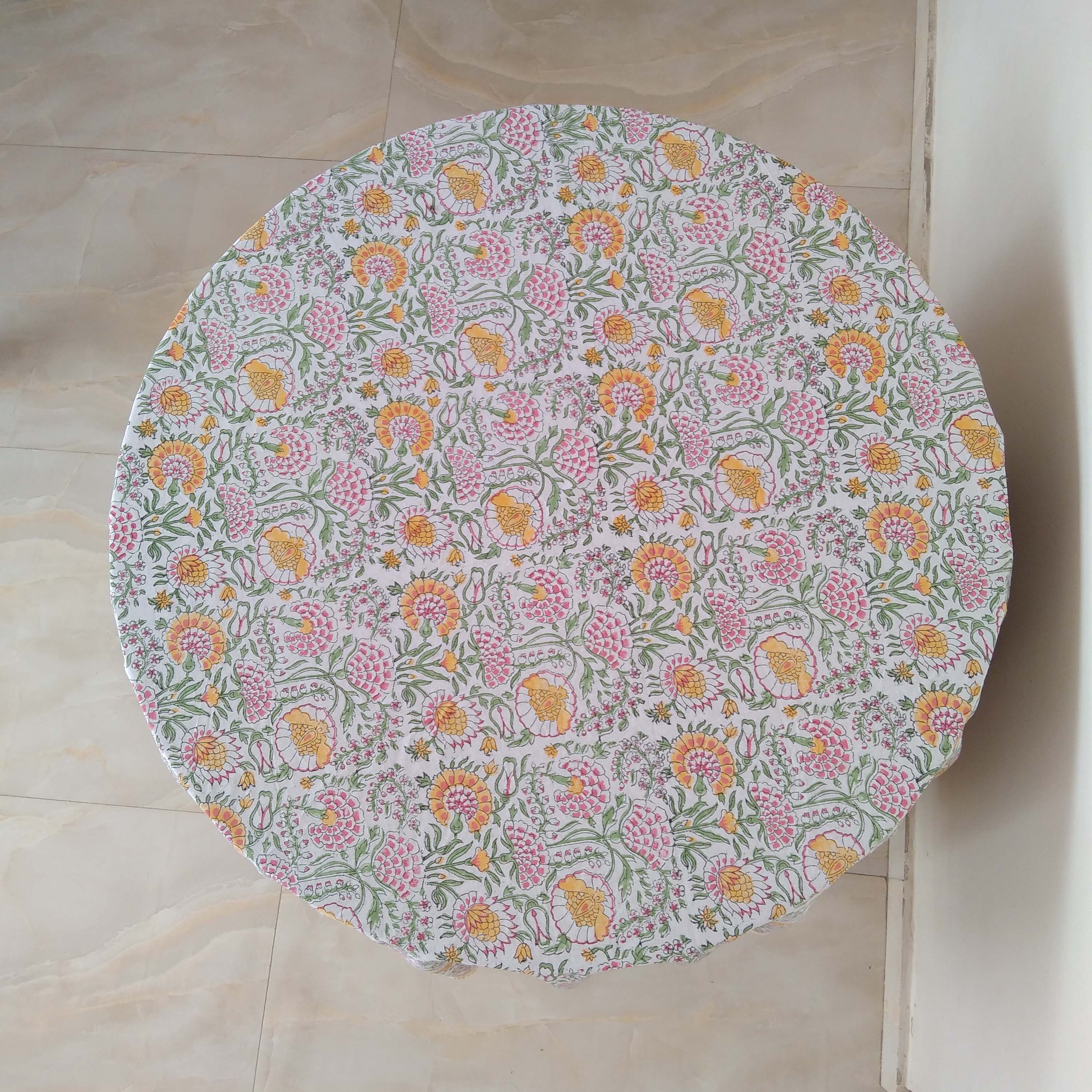 Indian Block Print Round Tablecloth, Floral Round Table Cloth, Cotton ...