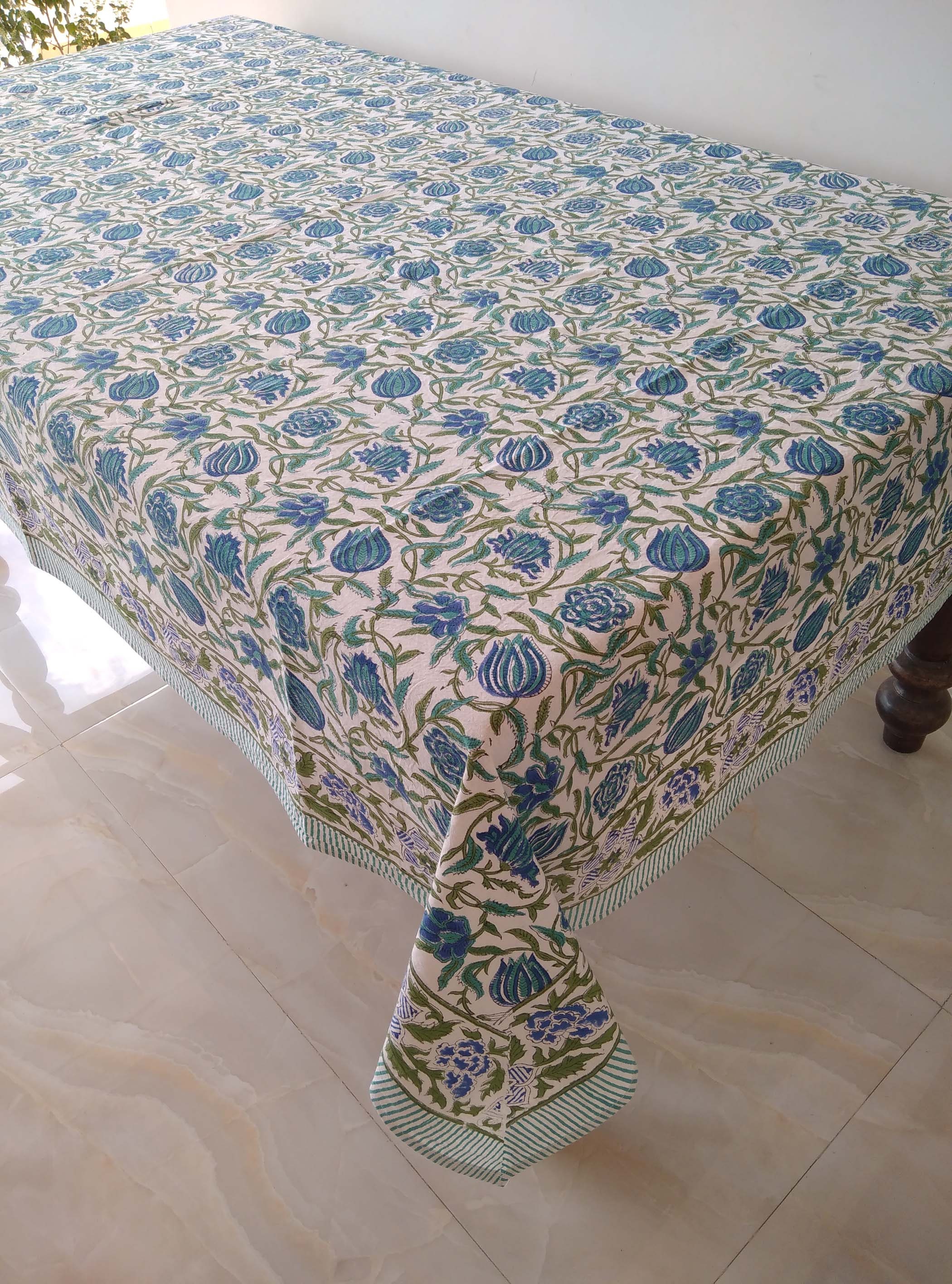 Indian Floral Design Tablecloth Block Print Table Cover | Etsy