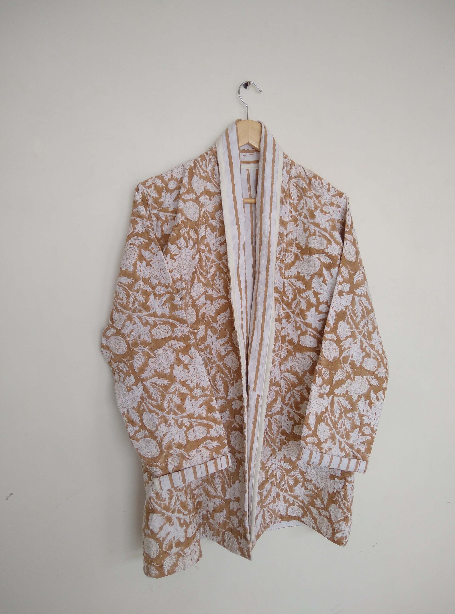 Brown Kantha Jacket Block Print Kantha Jacket Kantha - Etsy