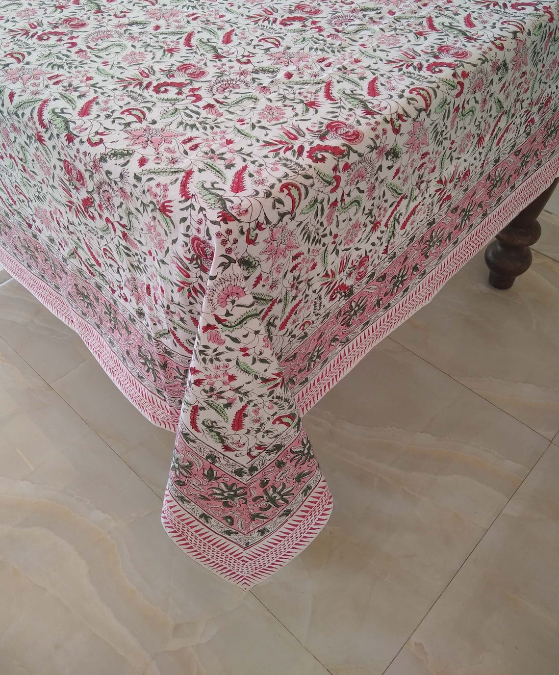Floral Design Table Cloth Block Print Tablecloth Handmade - Etsy