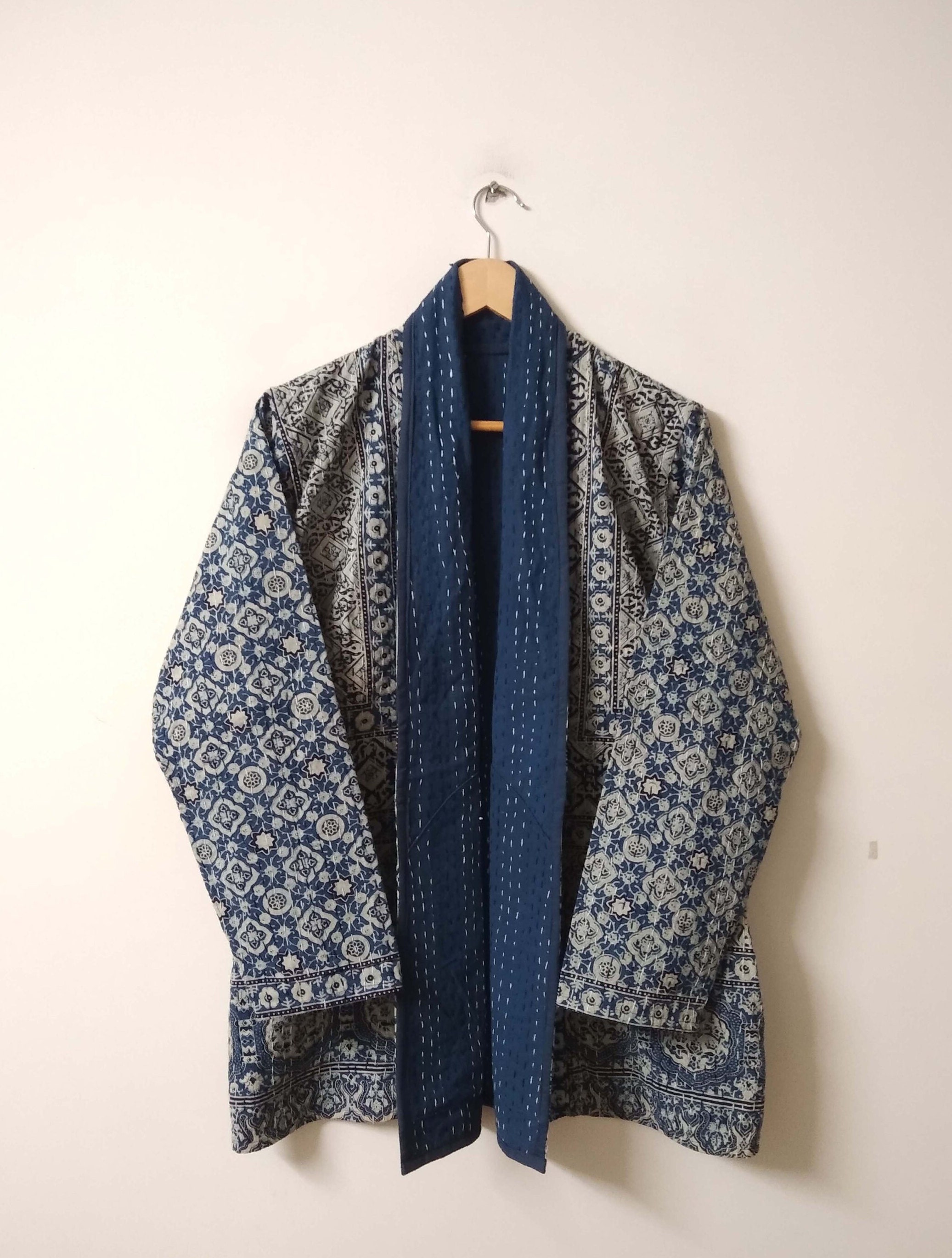 Indian Kantha Jacket Ajrakh Kantha Coat Handmade Kantha - Etsy