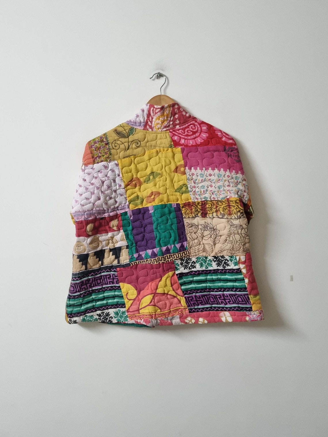 Indian Kantha Coat, Patchwork Kantha Jacket, Handmade Cotton Saree ...
