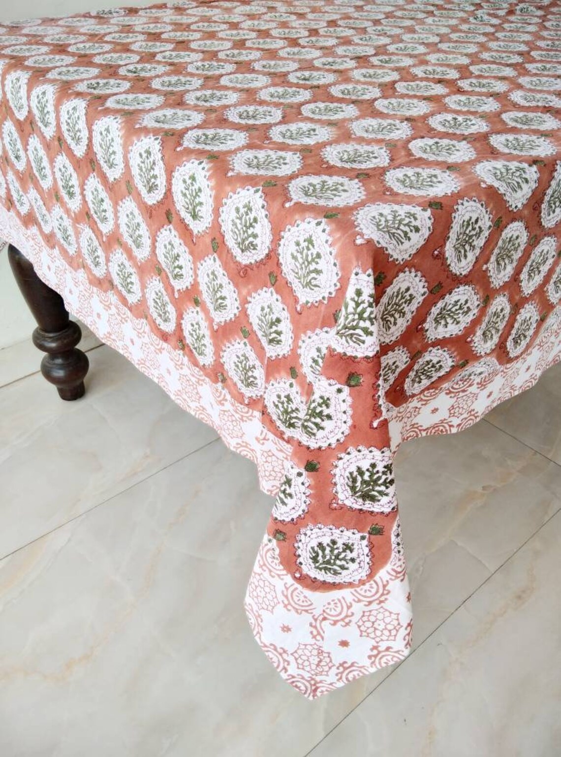 Floral Design Tablecloth Block Print Table Cloth Indian | Etsy