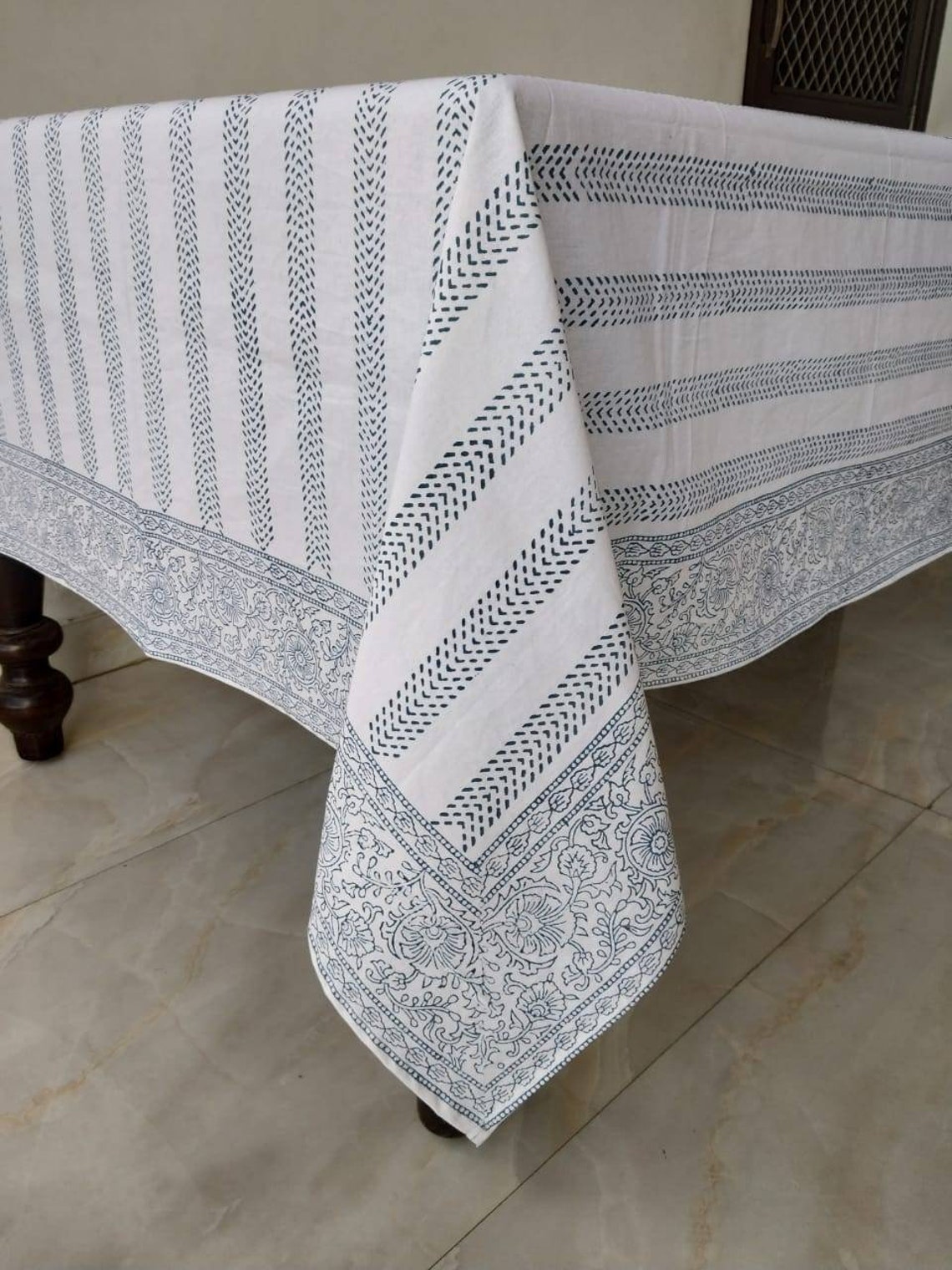 Mantel impreso en bloque Cubierta de mesa de diseño de tiras | Etsy