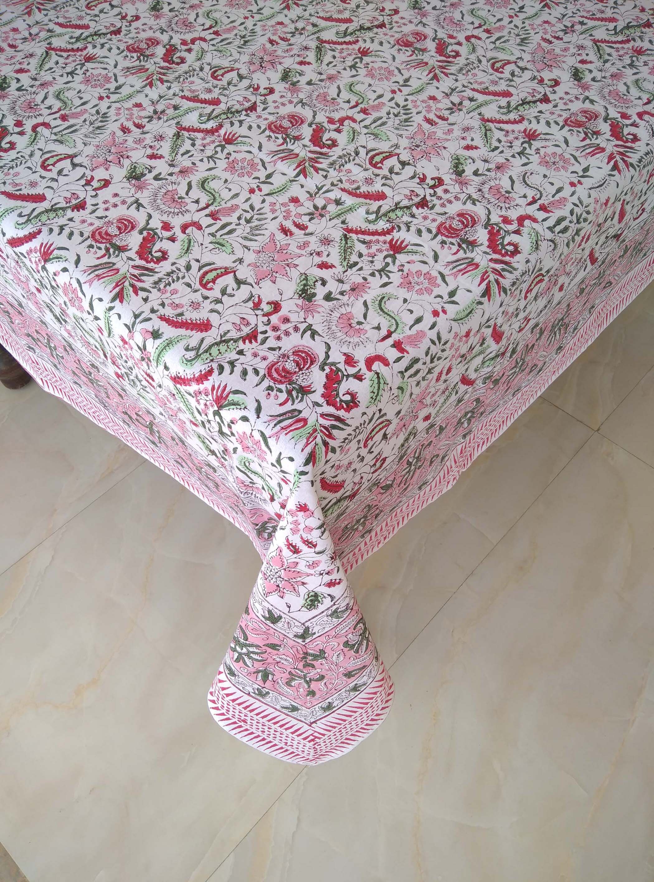 Floral Design Table Cloth Block Print Tablecloth Handmade | Etsy