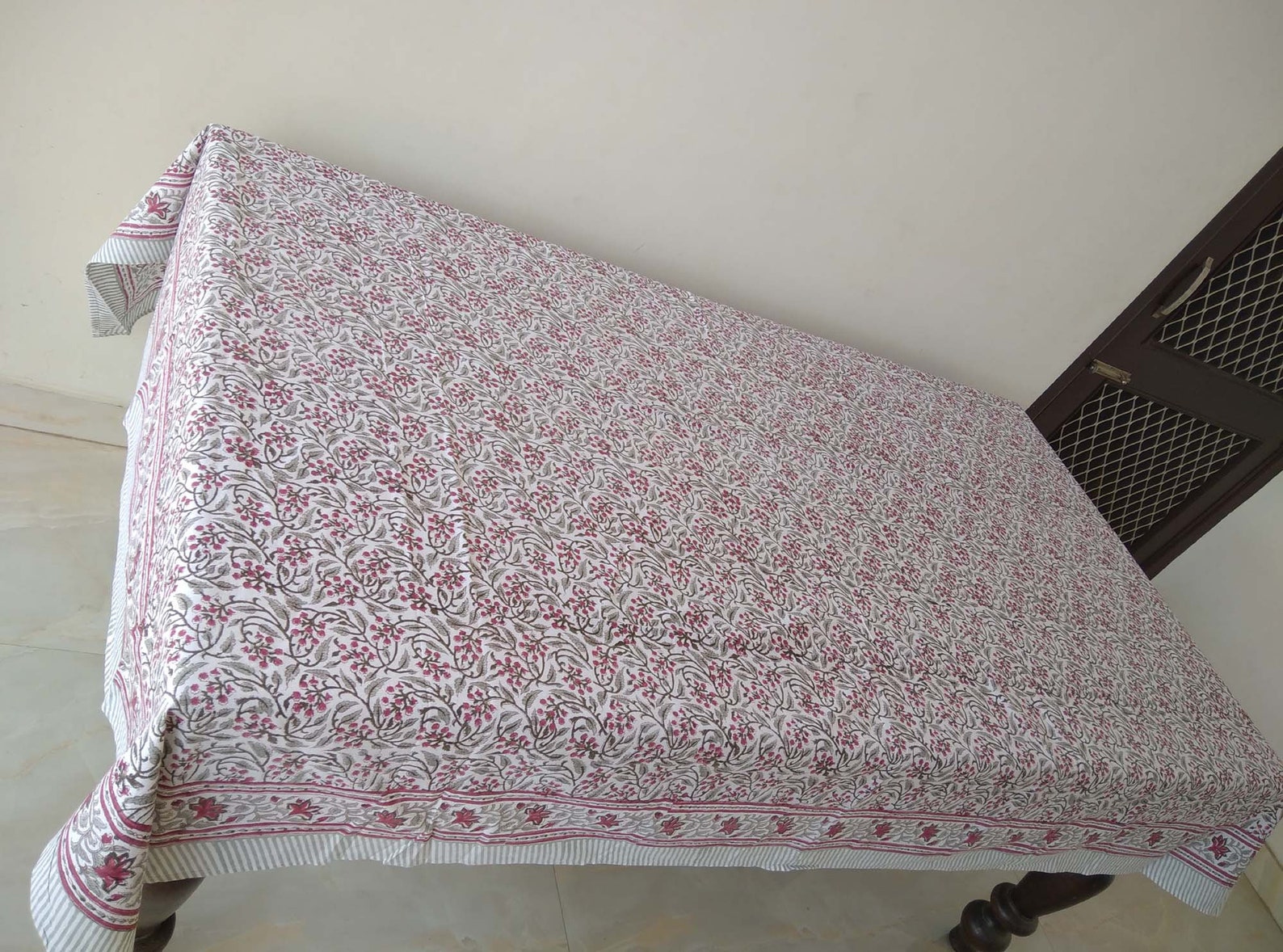 Red Cherry Design Table Cloth Block Print Tablecloth - Etsy