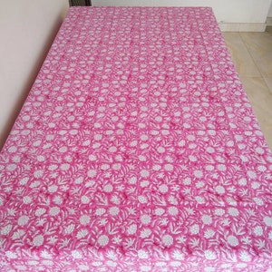 Pink Floral Tablecloth Cover, Hand Block Print Tablecloth, Indian Table ...