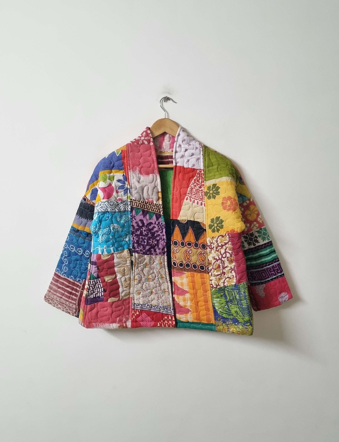 Indian Kantha Coat, Patchwork Kantha Jacket, Handmade Cotton Saree ...