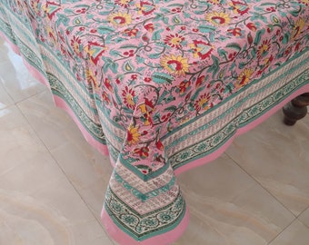 Indian Floral Block Print Tablecloth Cotton Table Cover - Etsy