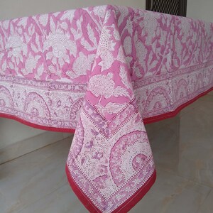Pink Floral Design Tablecloth Block Print Table Cloth - Etsy