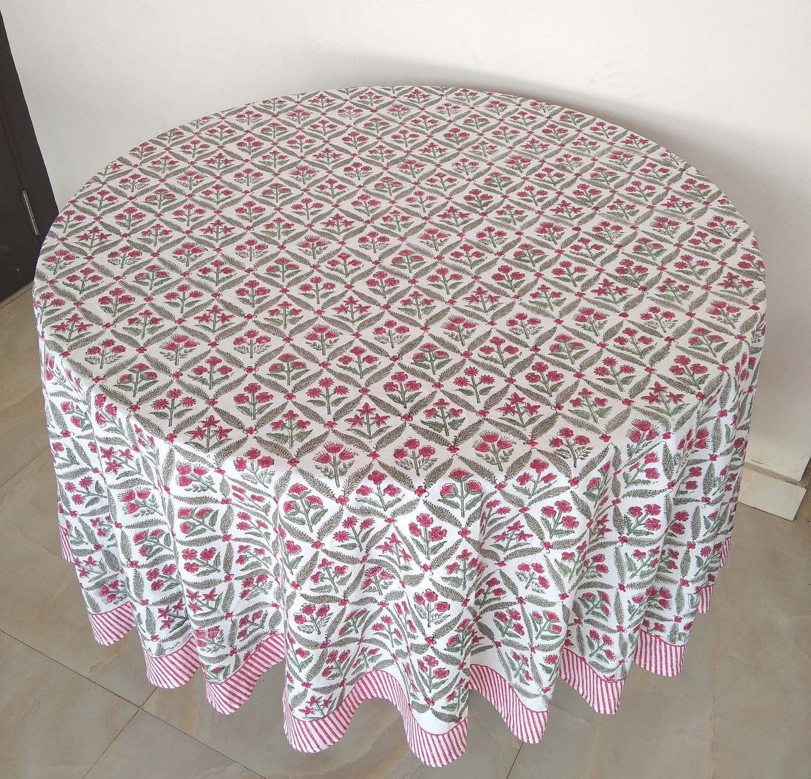 Indian Block Print Round Table Cover, Handmade Round Tablecloth, Pure ...