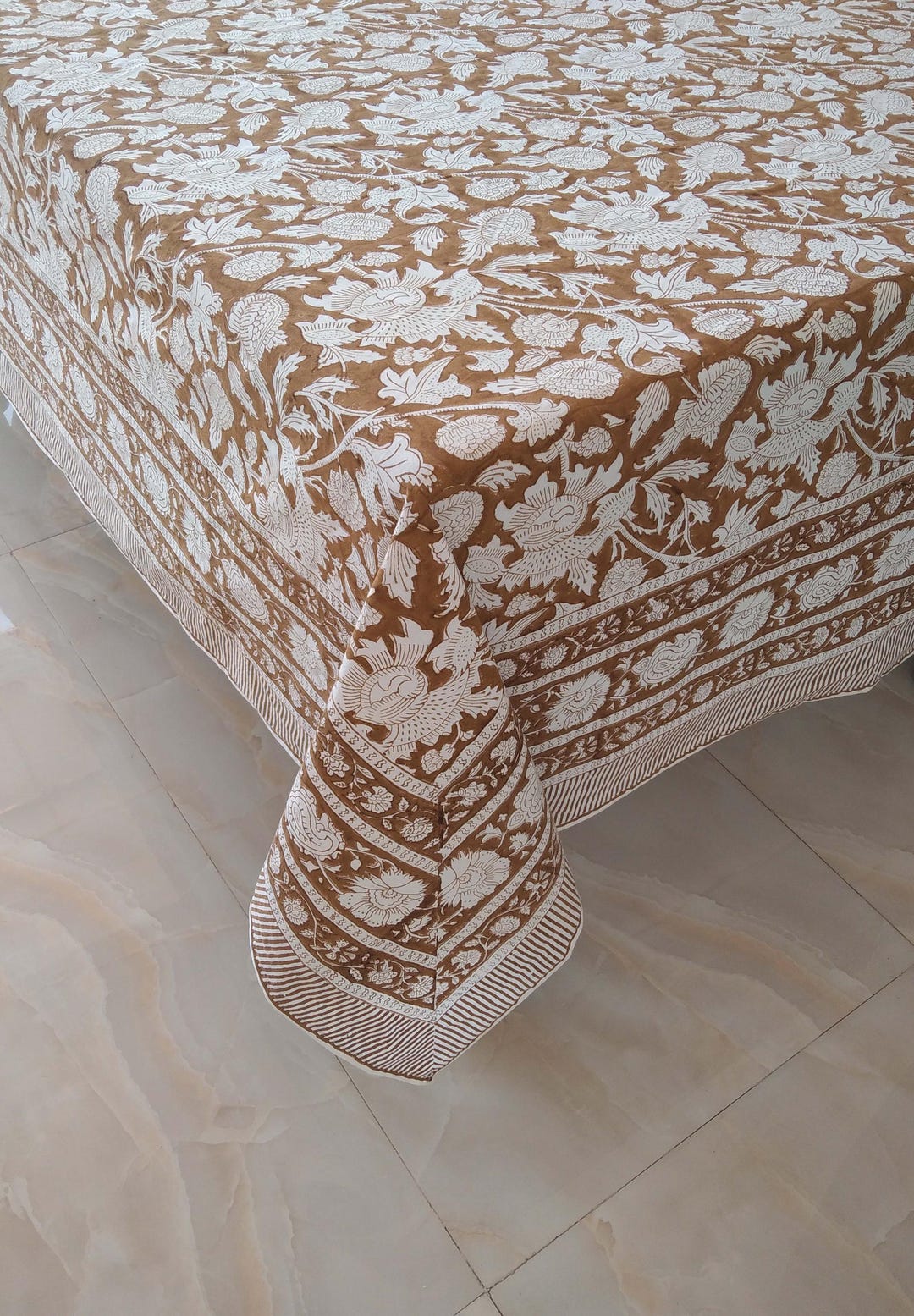 Block Print Tablecloth, Floral Cotton Table Cloth, Indian Table Linen ...