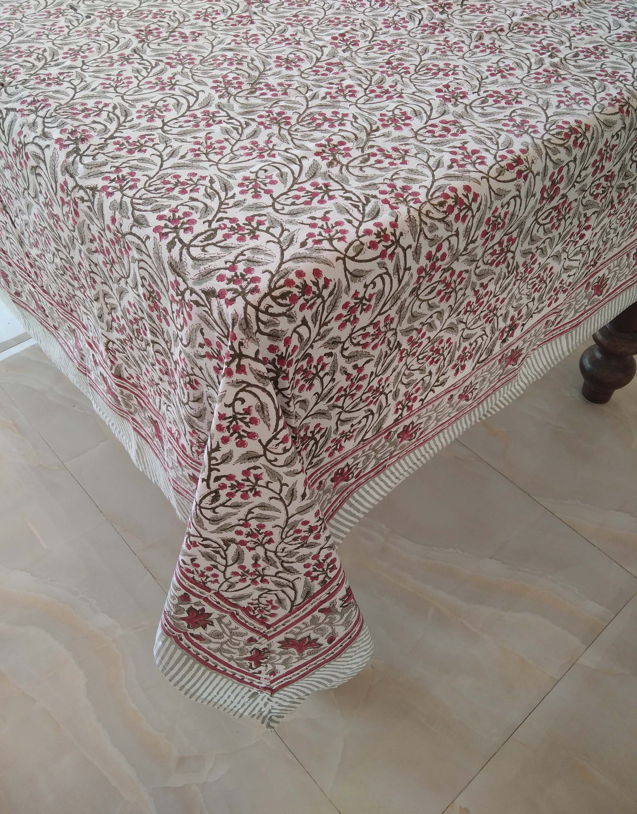 Red Cherry Design Table Cloth Block Print Tablecloth Indian | Etsy