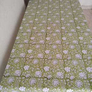 Sage Green Floral Tablecloth, Block Print Organic Cotton Table Cover - Etsy
