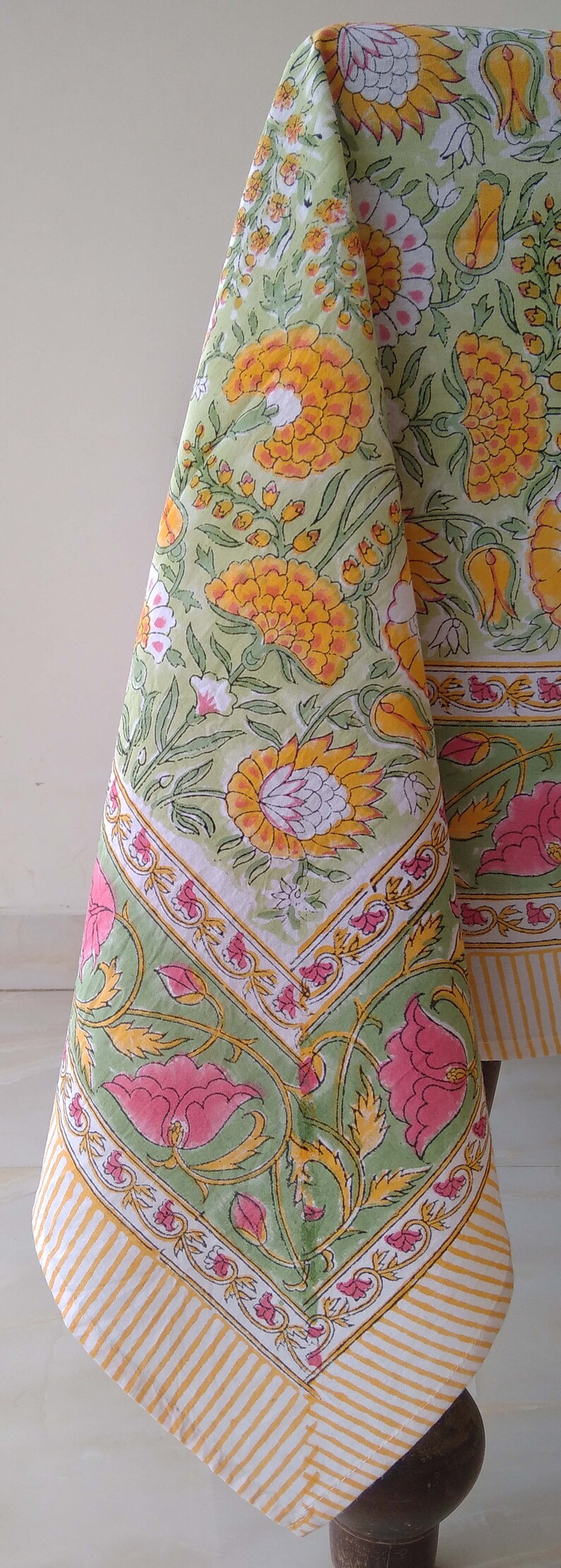 Indian Floral Block Print Tablecloth Cotton Table Cover - Etsy