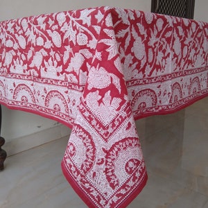 Pink Floral Design Tablecloth Block Print Table Cloth - Etsy