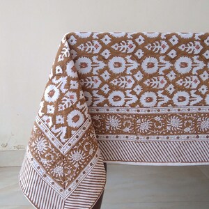 Brown Ikat Design Table Cloth, Block Print Table Cover, Indian Table ...