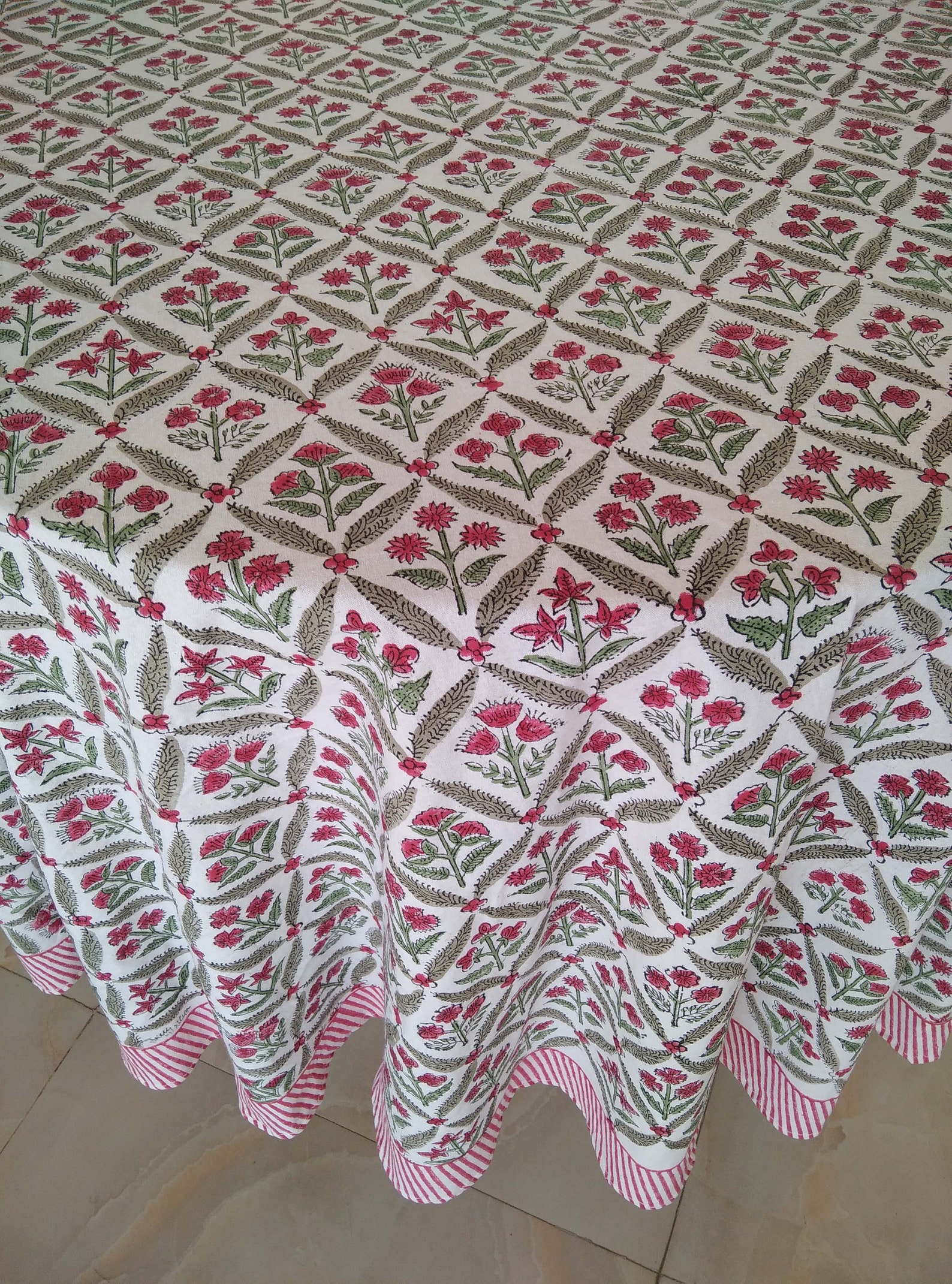 Indian Block Print Round Table Cover, Handmade Round Tablecloth, Pure ...